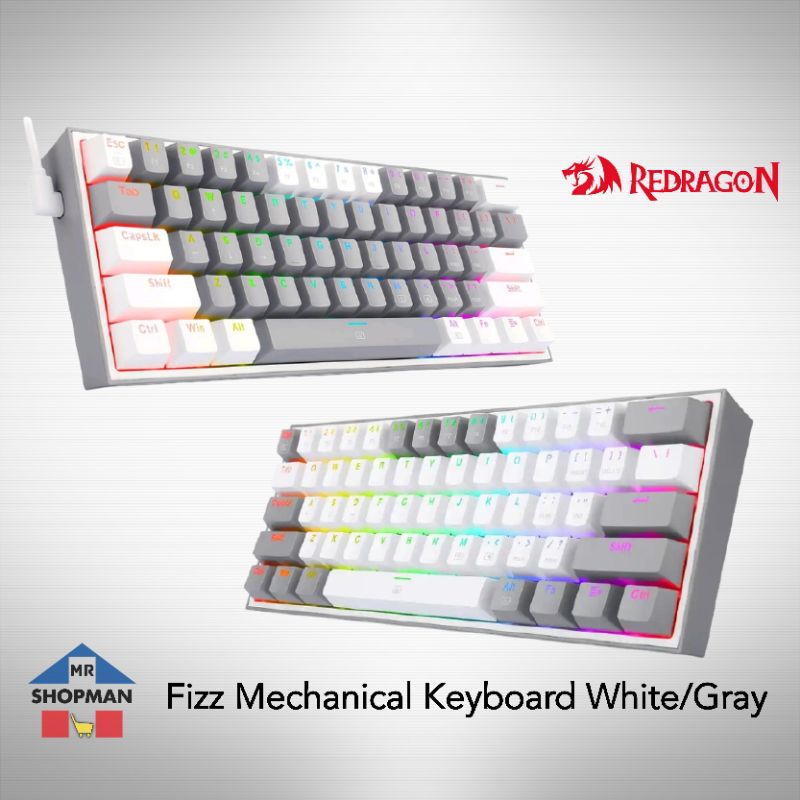 Redragon Fizz White Gray K617 RGB 60% Wired Mechanical Keyboard ...