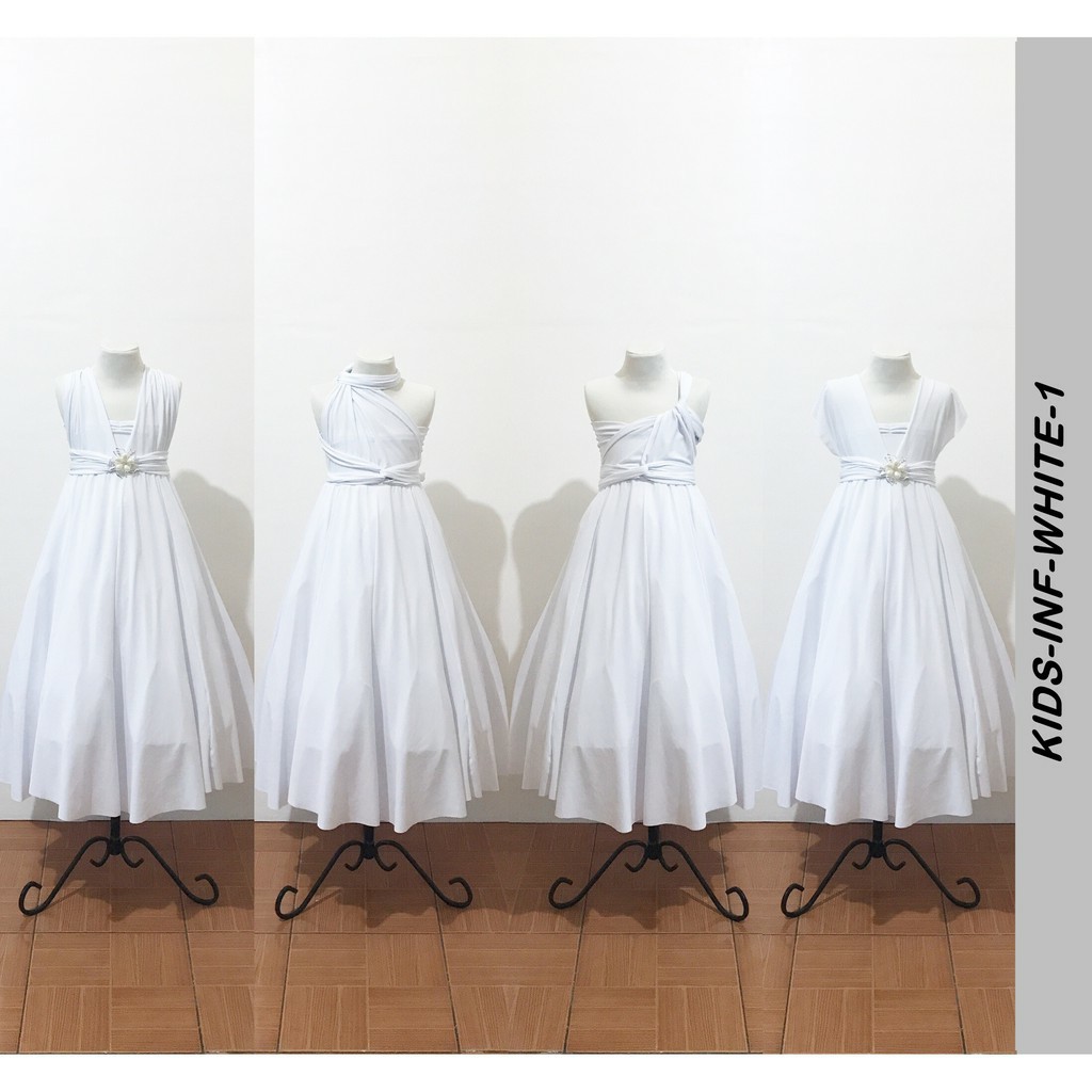 WHITE Infinity Dress for Kids | With Size 1-12 years old | Cotton ...