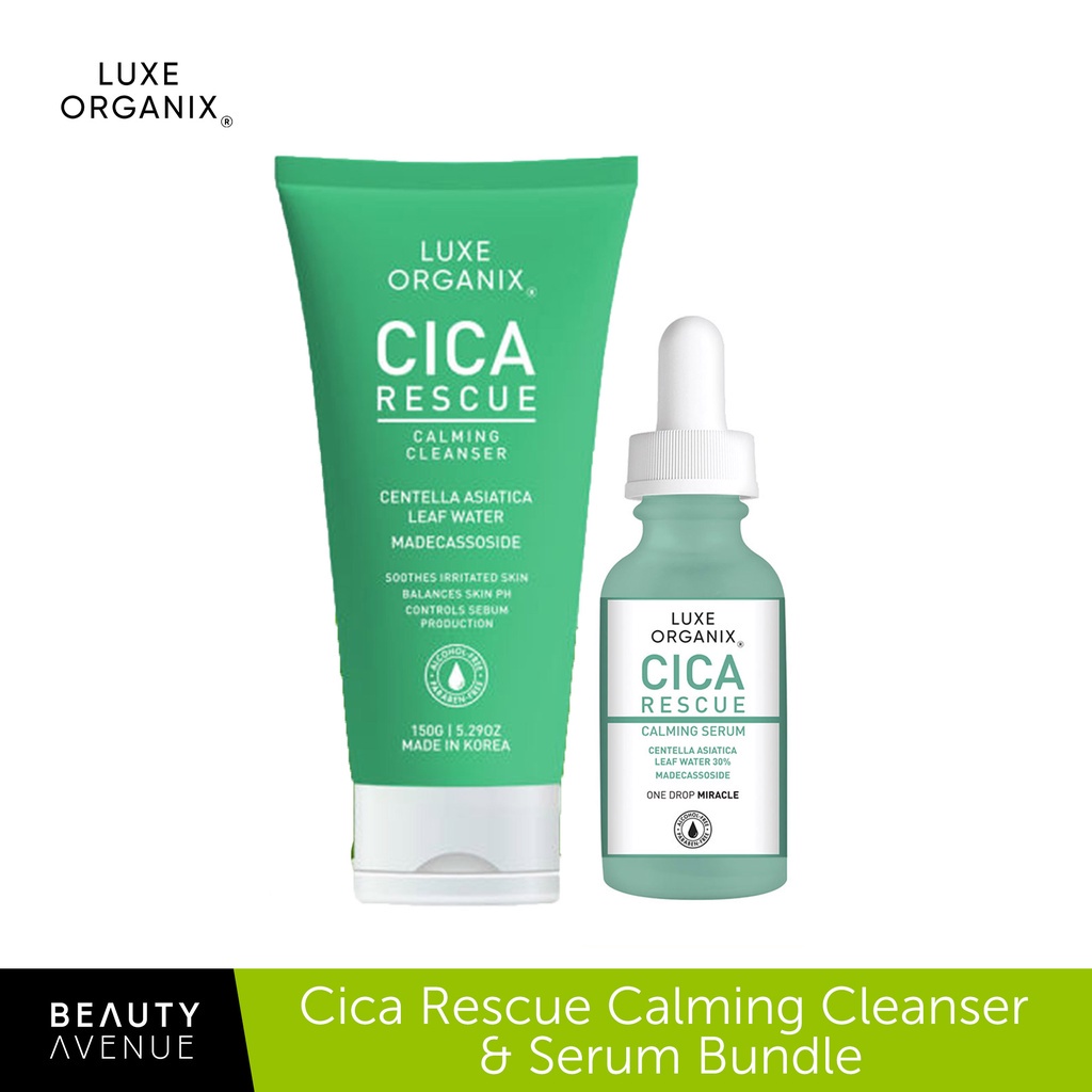 Luxe Organix Cica Rescue Calming Cleanser 150g and Cica Rescue Calming ...