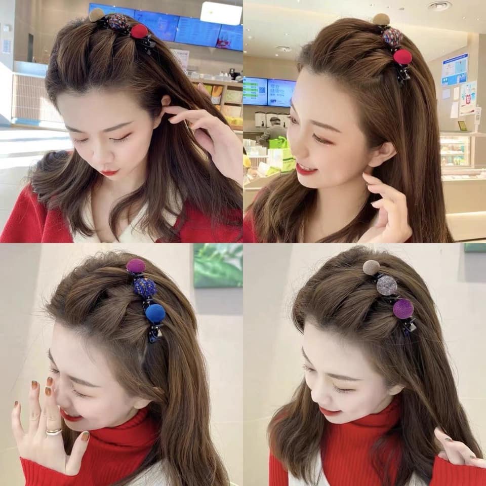 Braided Hair Clip Ball Twist Braid Side Double Layer Fringe Clip ...