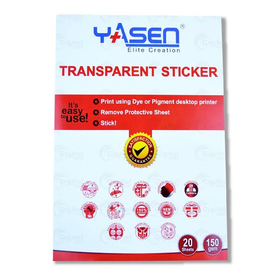 Yasen Vinyl Sticker Transparent Glossy A4 size 20pcs | Shopee Philippines