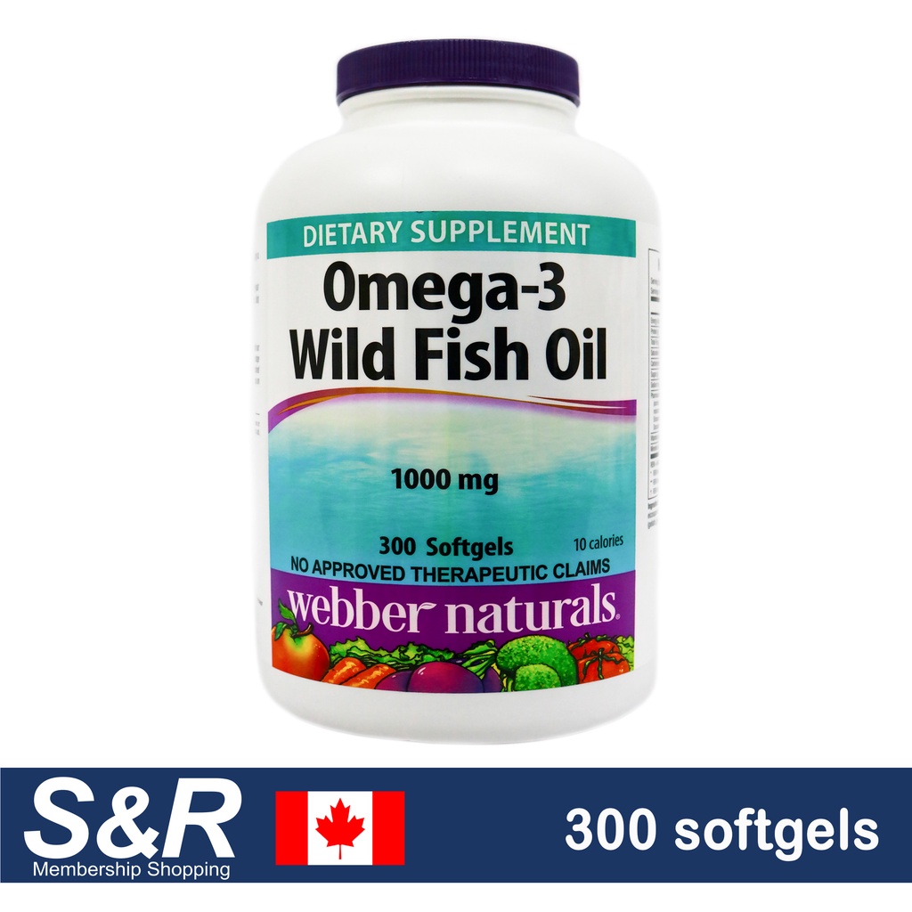 Webber Naturals Omega-3 Wild Fish Oil 1000mg 300 softgels | Shopee ...