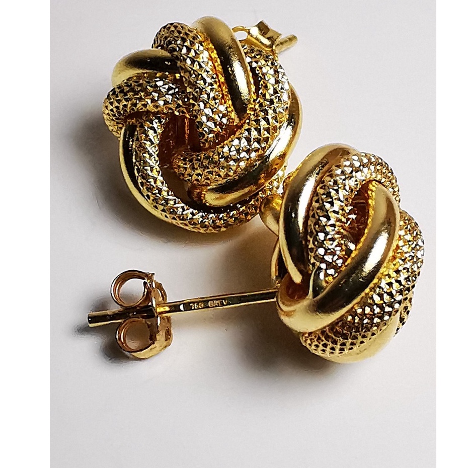 18k Saudi Real Gold Knot Earrings | Shopee Philippines