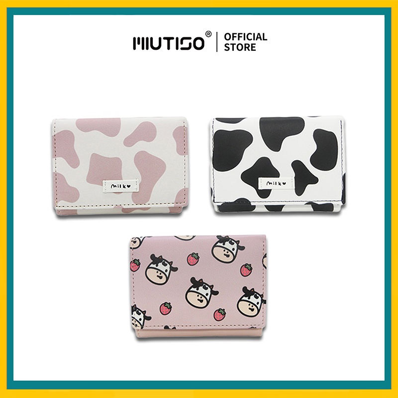 Miutiso Cow Pu Leather Tri-Fold Wallet for Women Small Purse Card ...