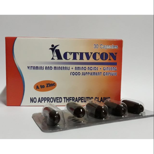 Activcon Vitamins & Minerals+Amino Acids+Ginseng 30 Capsules | Shopee ...