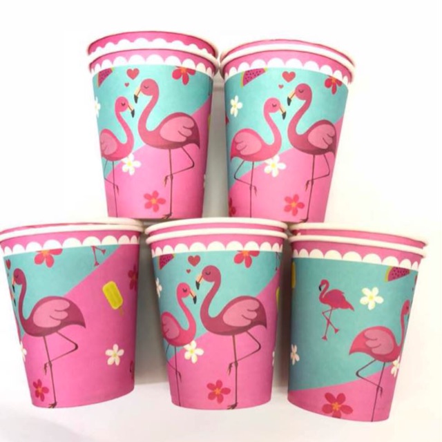 Flamingo Disposable Paper Cups by 10 pieces - Wilsonpartyneeds | Shopee ...