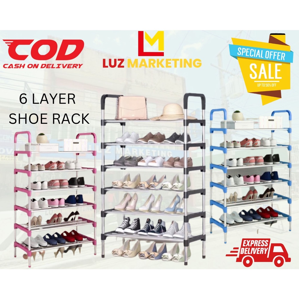 LM 6 Layer shoe rack/ Tier Colored stainless steel Stackable Shoes ...