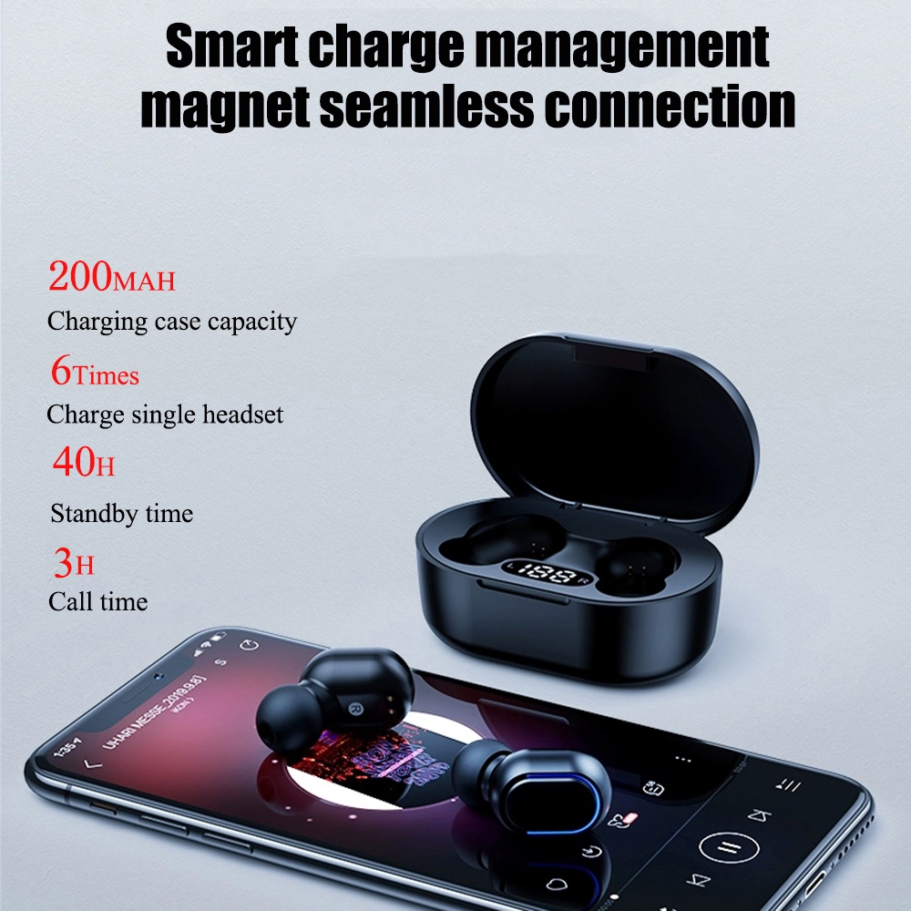 Topewon TWS Wireless Headset Bluetooth 5.0 LED Display Earphones Sport ...