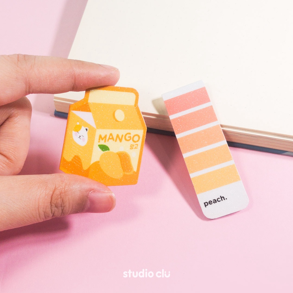 Peach Dog and Mango Cat Magnetic Bookmarks | Glitter Laminated Cute ...
