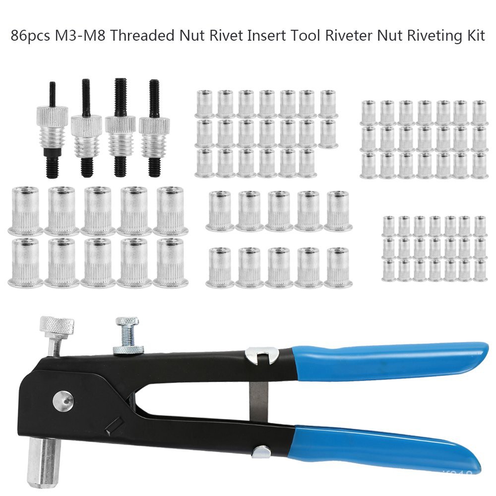 86pcs Blind Rivet Gun Heavy Duty Nut Rive Tool Threaded Insert Hand ...