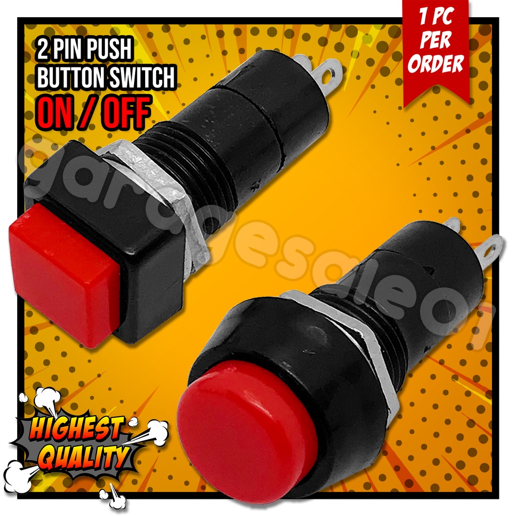2 pin Push Button Switch ON-OFF Round/Square | Shopee Philippines