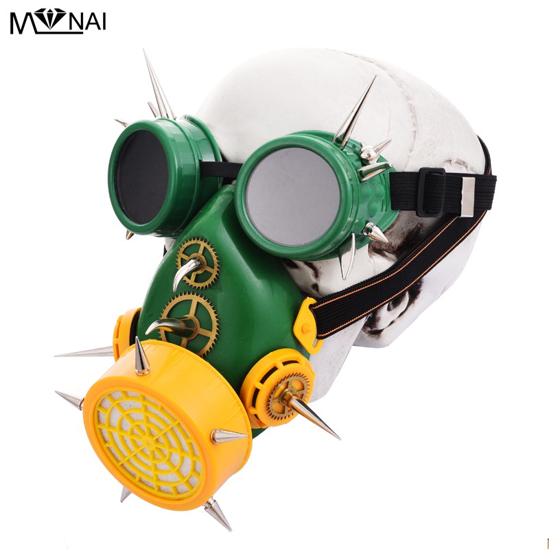 Vintage Gothic Punk Resin Green Steampunk Mask and Goggles Cosplay ...