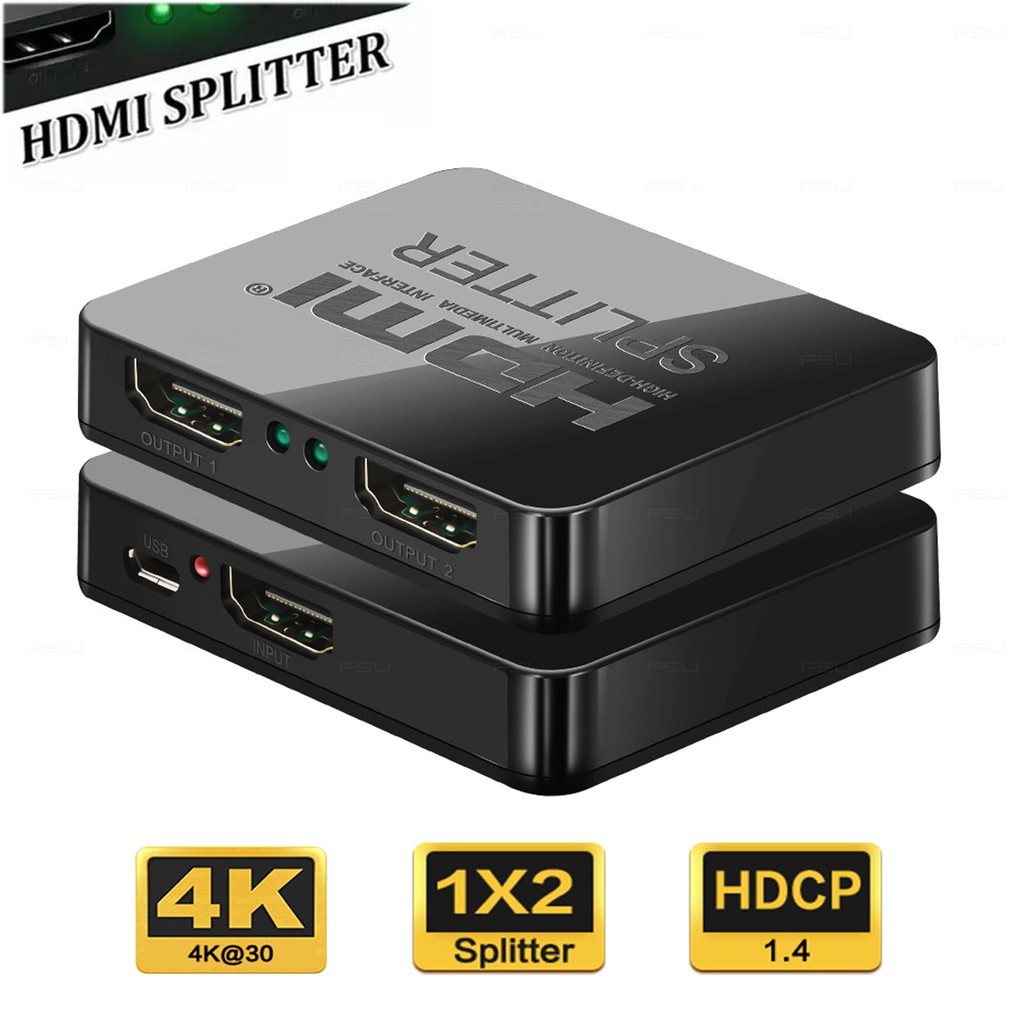 4K HDMI Splitter Full HD 1080p Video HDMI Switch Switcher 1X2 Split 1 ...