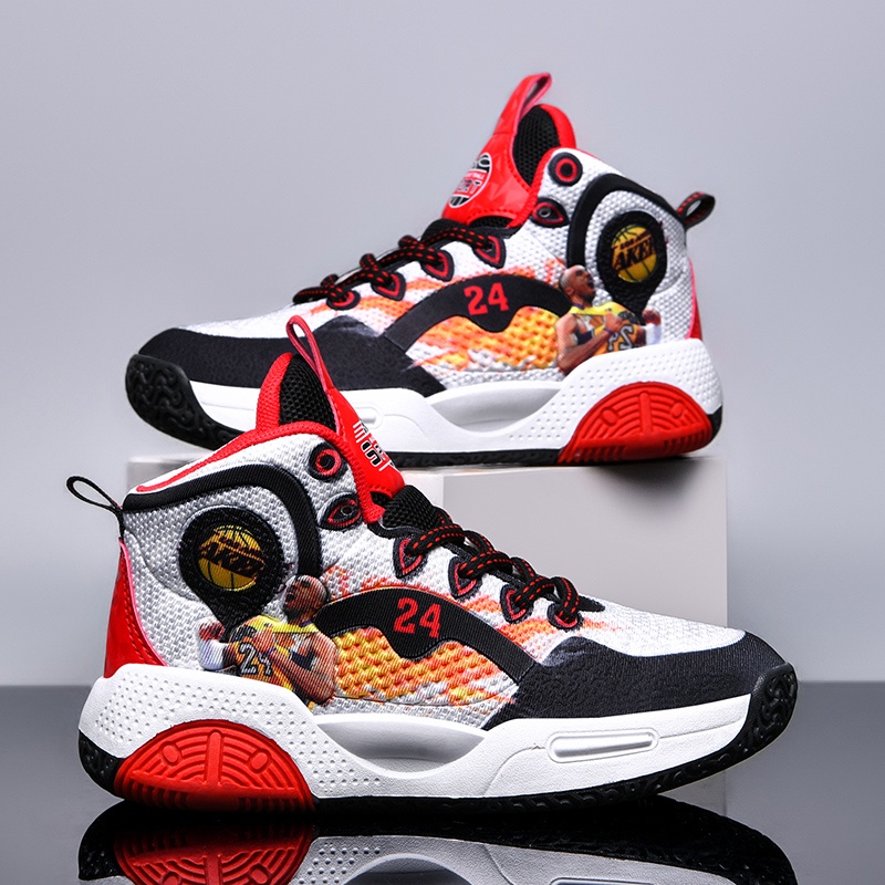 Boys Basketball Shoes Kids Sports Shoes Thick Sole Non-Slip Breathable ...