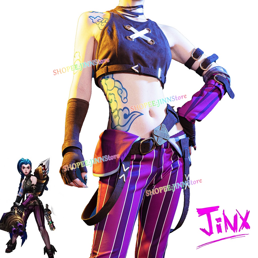 JINN LOL Jinx Cosplay Costume Uniform Outfits Party Carnival Cosplay ...