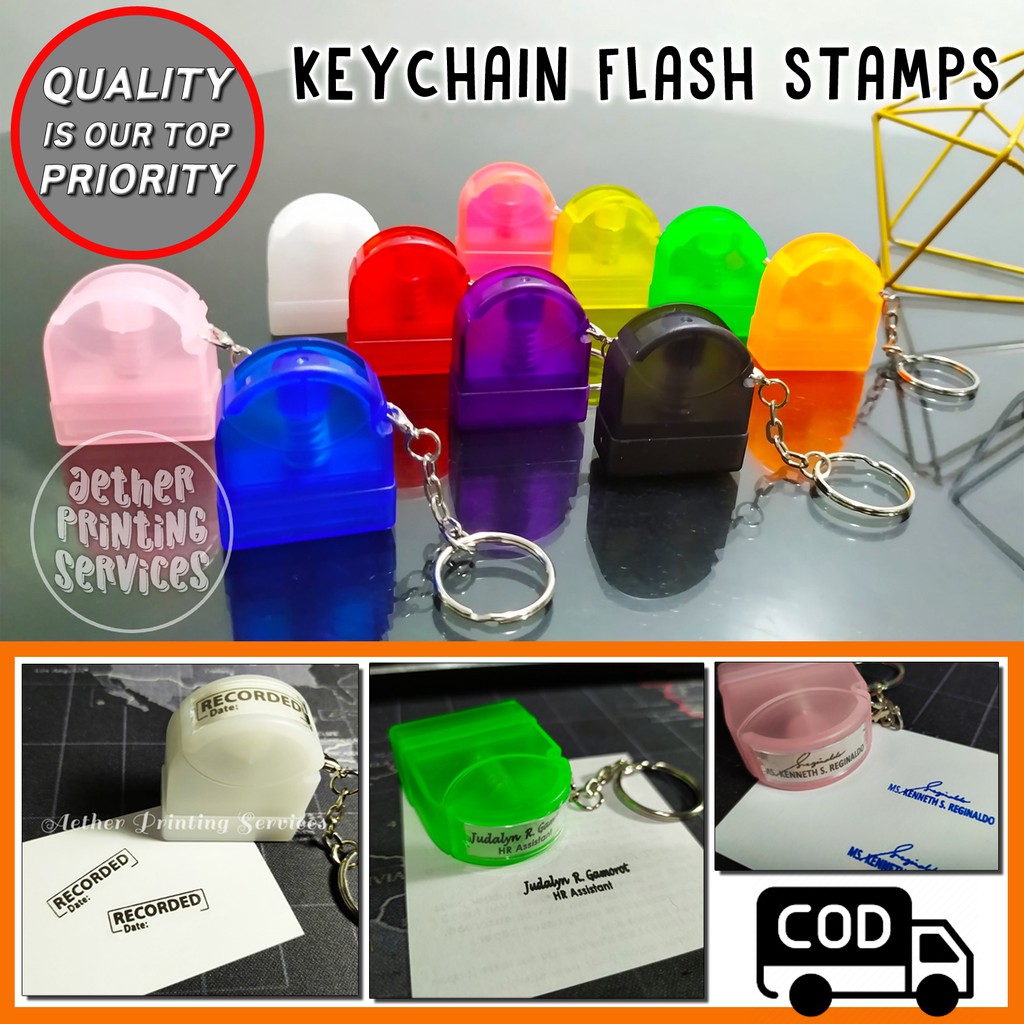 COD Transparent Keychain Stamps, Personalized Flash Stamps, Self Inking ...