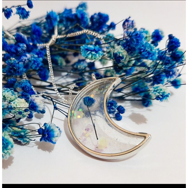 Blue Crescent Moon Necklace