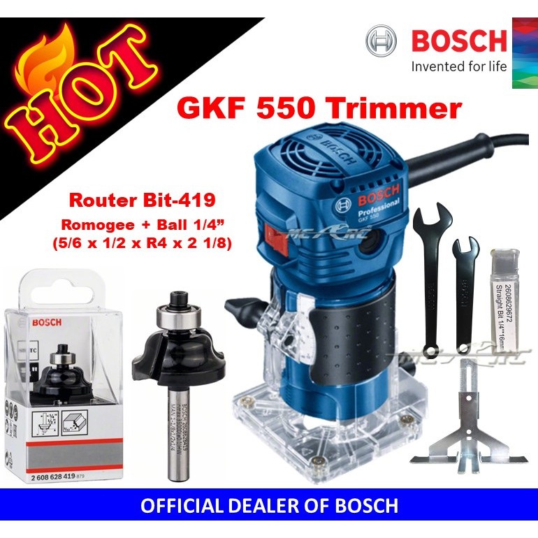 Bosch GKF 550 Trimmer with Free Router Bits-419 | Shopee Philippines