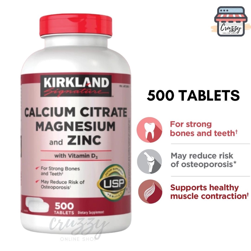 Kirkland Signature Calcium Citrate Magnesium And Zinc With Vitamin D3 500 Tablets Shopee
