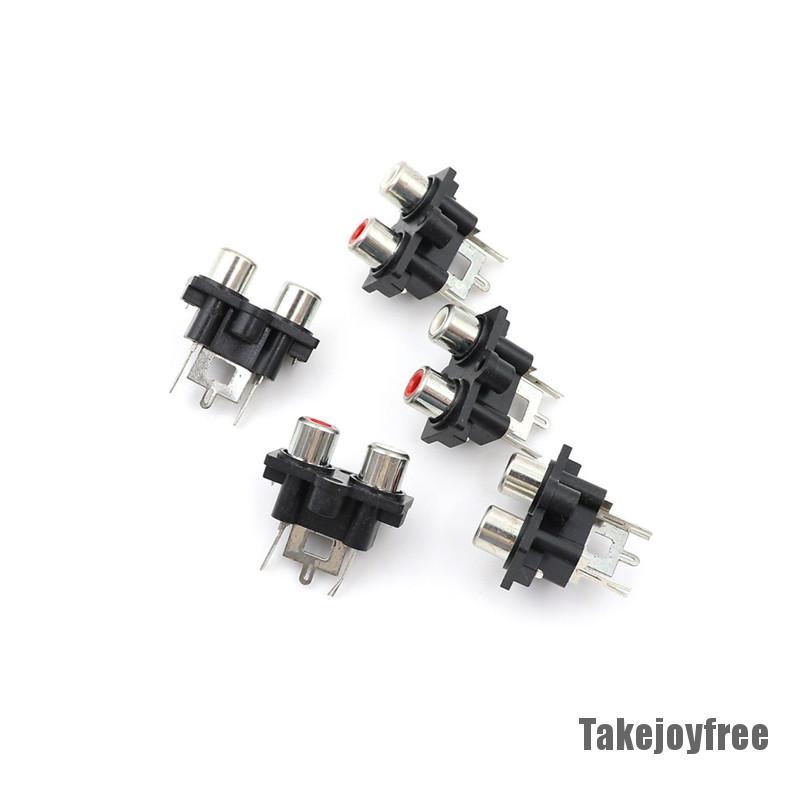 5Pcs 2 RCA Female Outlet AV Concentric Socket Connector | BeeCost