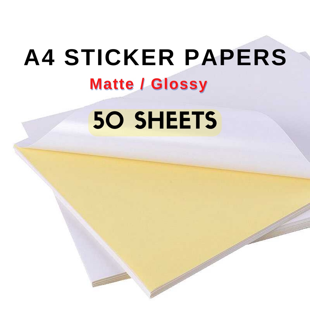 50 sheets A4 Sticker Paper White (Matte / Glossy) | Shopee Philippines