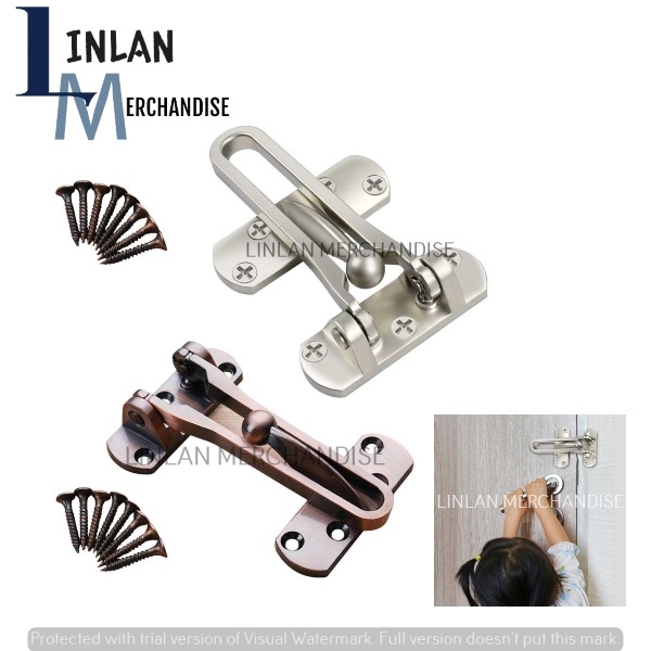 1 PC Swing Bar Lock Home Security Bolt Latch Door Lock (SILVER/ANTIQUE ...