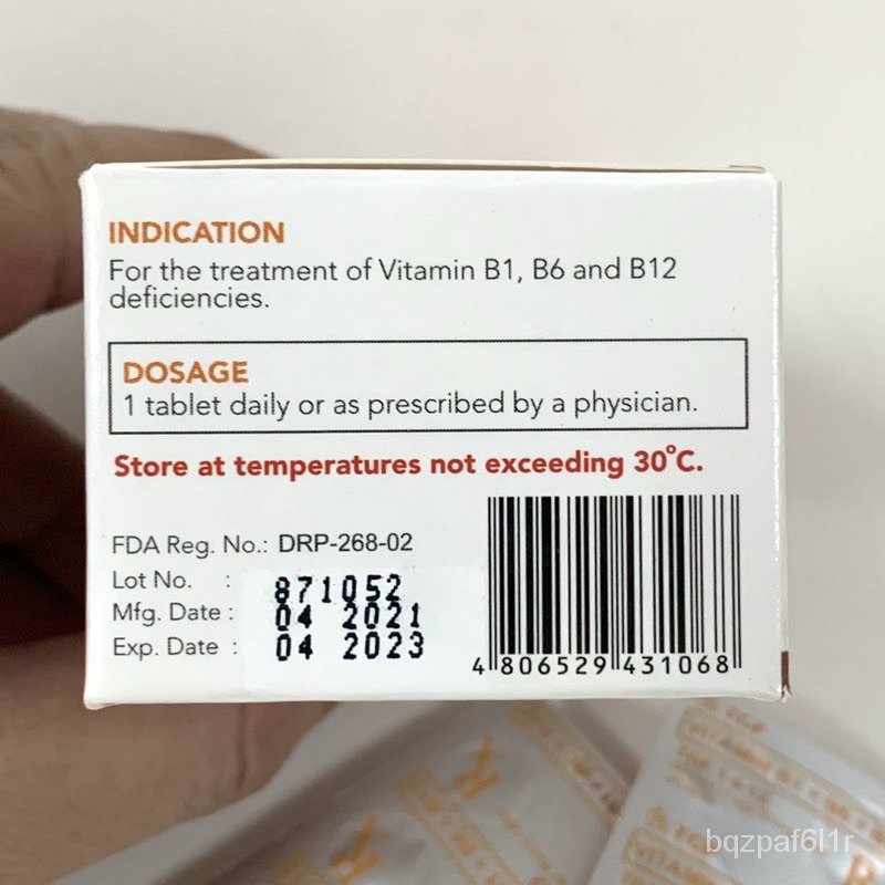 (Neurobion Generic) Vitamin B Complex B1 + B6 + B12 Tablets (1 box ...