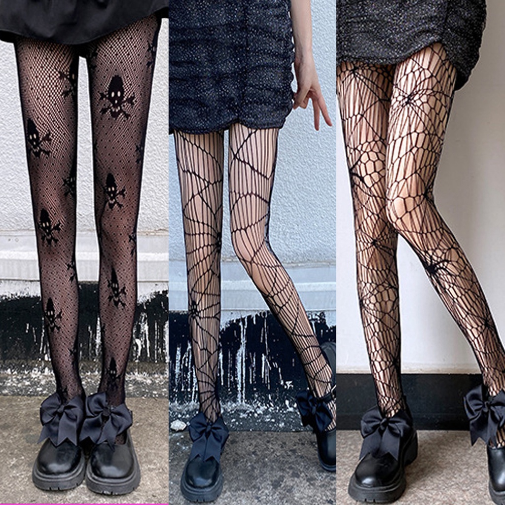YFGSC-1792 Halloween Theme Fish Net Stocking Skull Web Design Cosplay ...