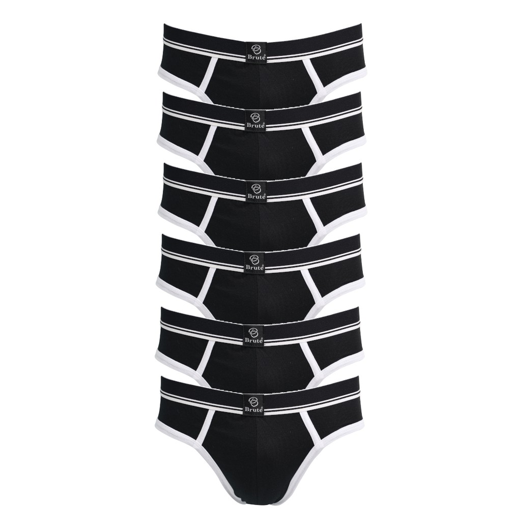 Brute Men's Hipster Nylon Briefs - Contrast Black (set of 6) | Shopee ...