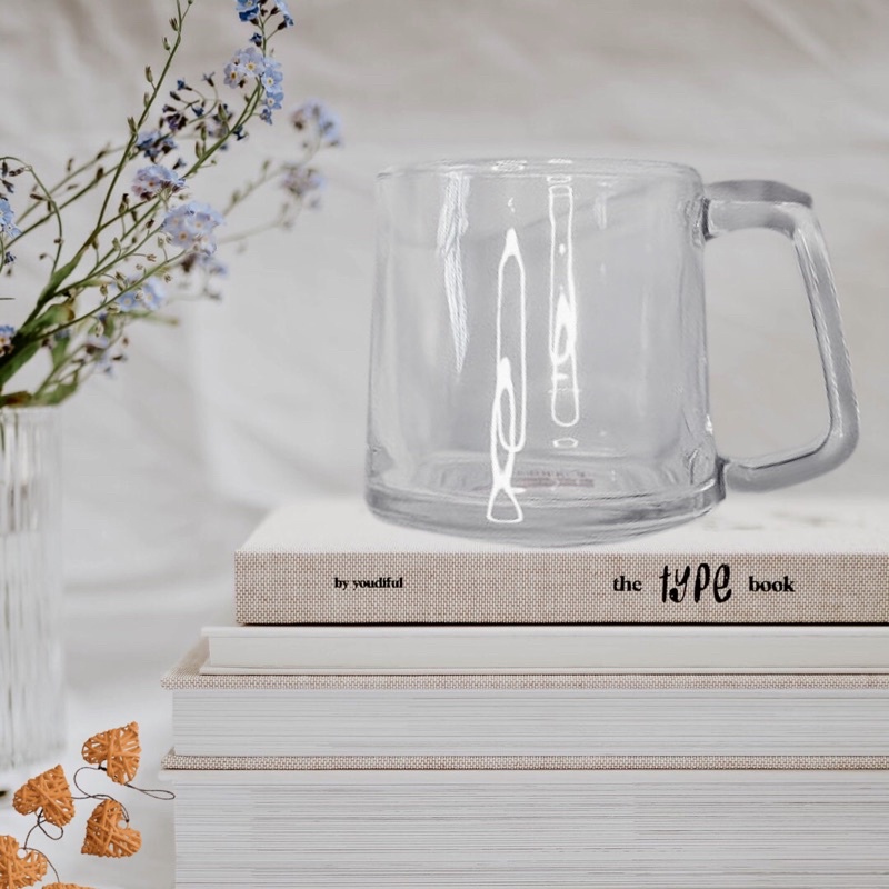 Aesthetic decal mug glass thick 335ml | Shopee Philippines