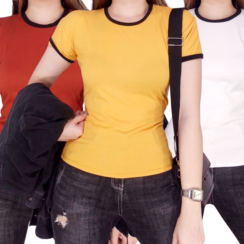 Plain Ringer Tees ( FIT UP to MEDIUM) | Shopee Philippines