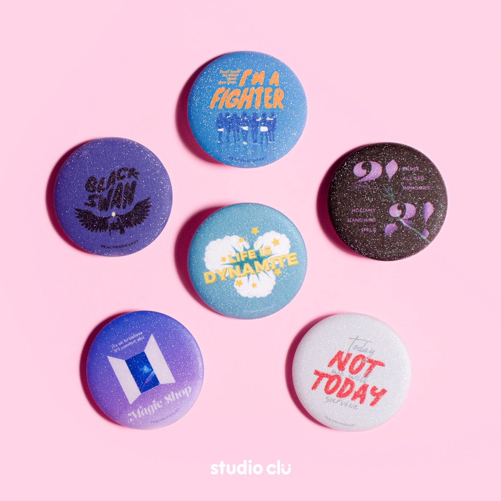 BTS Fanart 1.25" Glitter Button Pins | Shopee Philippines