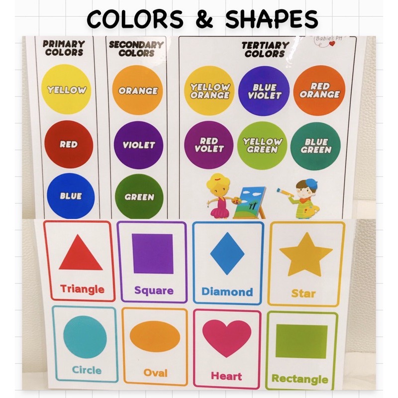 COLORS & SHAPES A4 LAMINATED EDUCATIONAL CHART FOR KIDS | Shopee ...