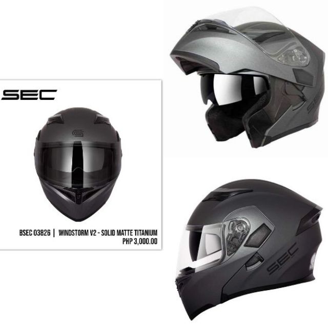 SEC Windstorm Matt Titanium modular dual visor V2 | Shopee Philippines