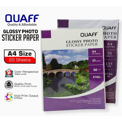 A4 Size QUAFF Photo Sticker / Glossy Sticker / Sticker Paper 90GSM ...