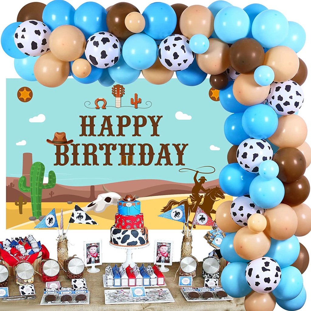 CHEEREVEAL Cowboy Birthday Decorations for Boys, Western Theme Balloon ...