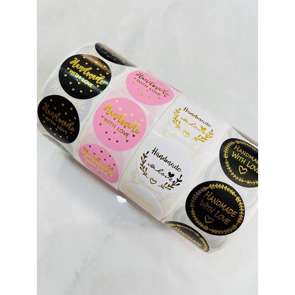 500 Pcs Handmade With Love Sticker Roll Food Label Packaging Wrapping