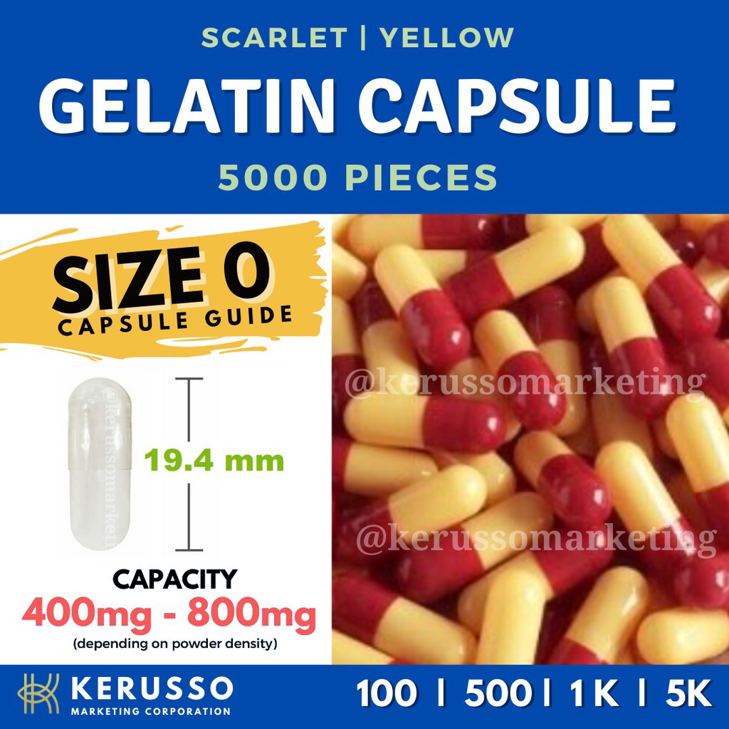 Empty Gelatin Capsules Scarlet/Yellow Size 0 500pcs/100pcs | Shopee ...