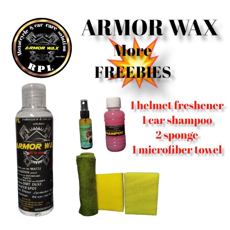 armor WAX for MATTE & GLOSSY free 1 helmet freshener, 1 car shampoo 1 ...