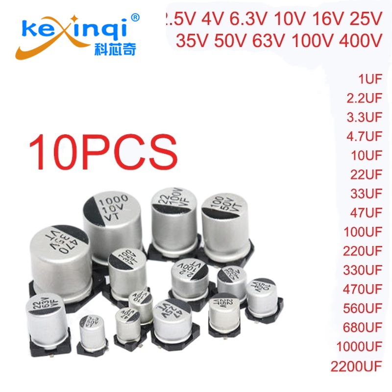 5PCS SMD Electrolytic Capacitor 6.3V 10V 16V 25V 35V 50V 63V 100V 400V 22 33 47 100 220 330 470 ...