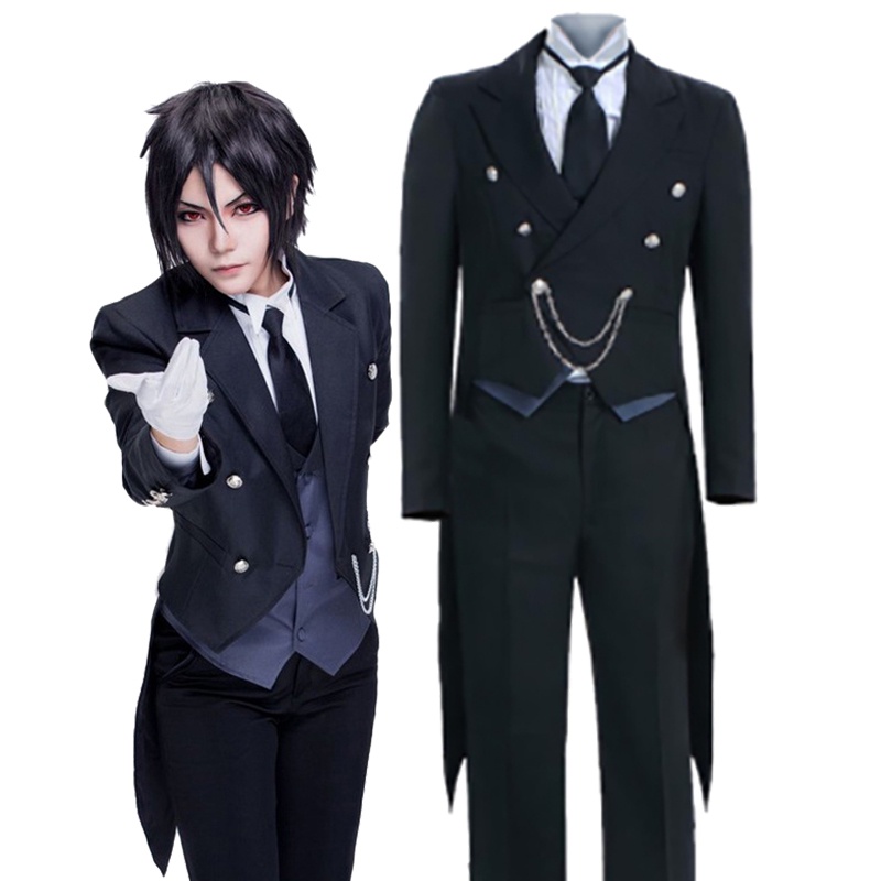 Black Butler 2 Kuroshitsuji Cosplay Sebastian Michaelis Costume Women ...