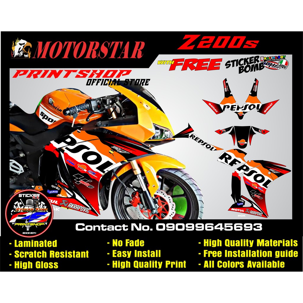 MOTORSTAR Explorer z200s Full Set Sticker Decals High Quality materials ...