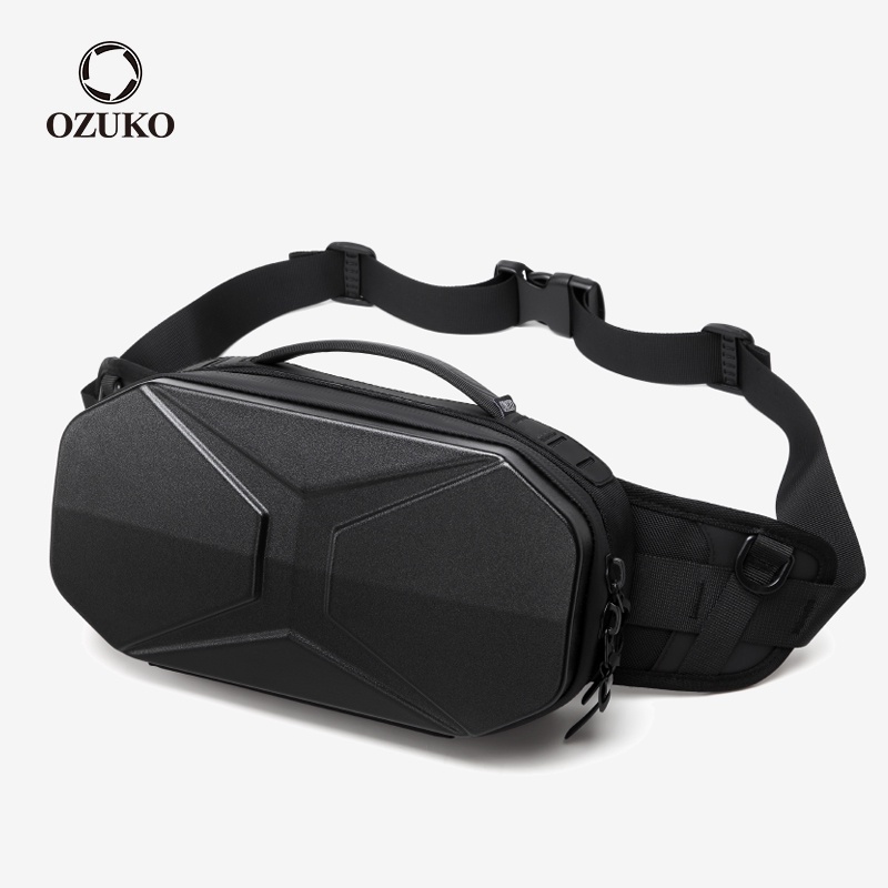 OZUKO Hard Shell Fashion Men Waterproof Waist Belt Bag USB Charging ...