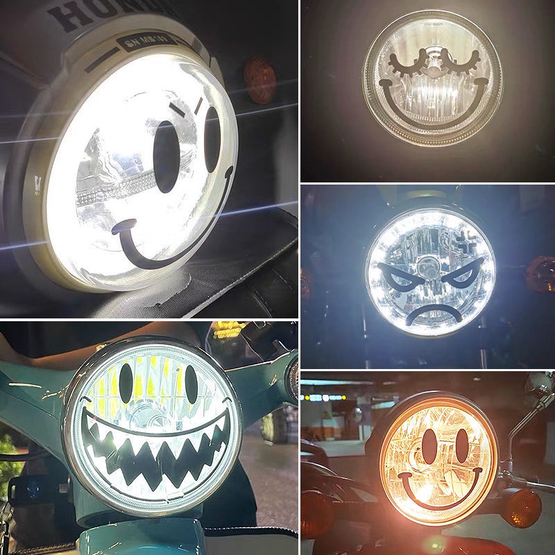 Motorcycle Headlight Sticker Electric Vehicle Jialing coco Smiley Face ...