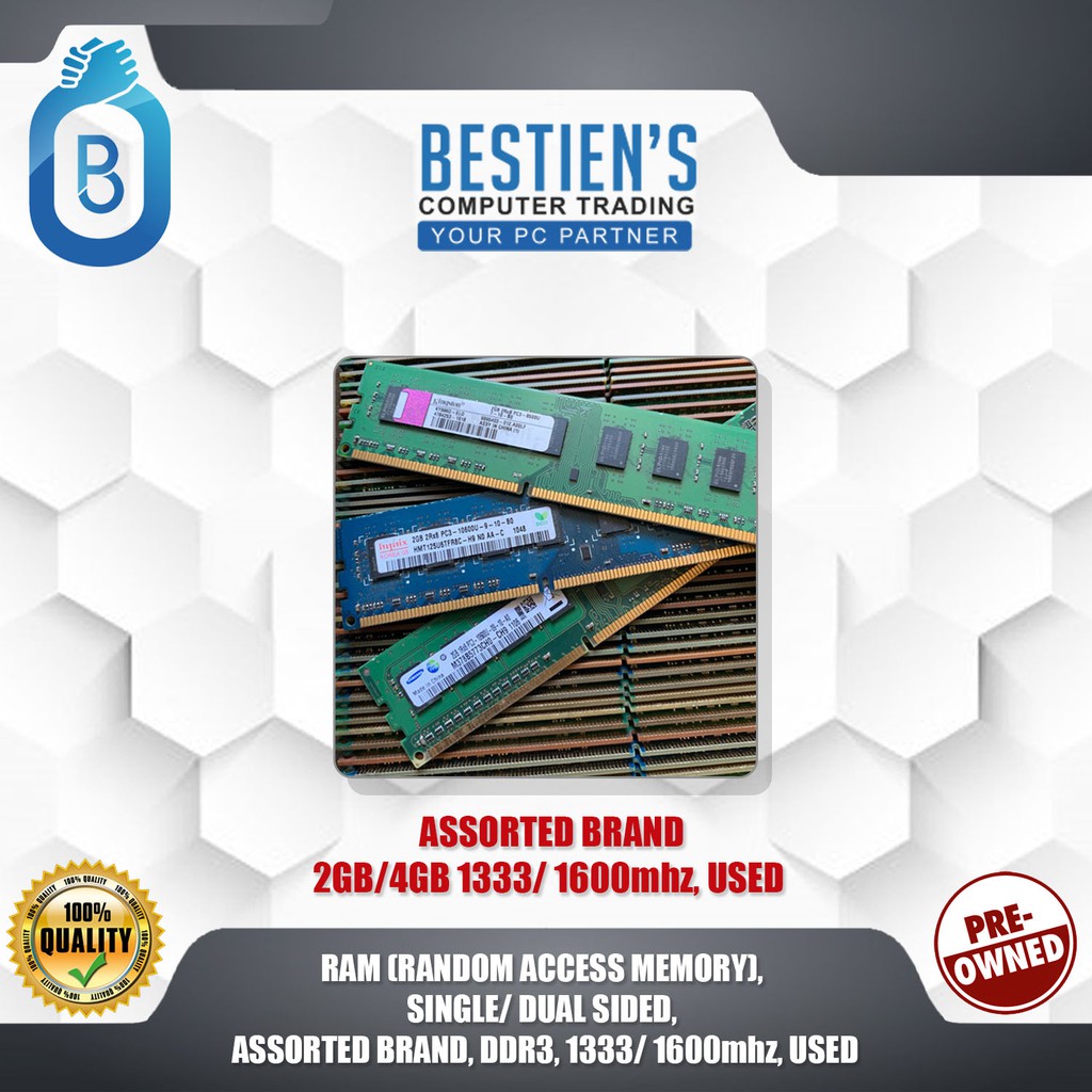 RAM (RANDOM ACCESS MEMORY) DESKTOP, SINGLE/ DUAL SIDED, ASSORTED BRAND ...