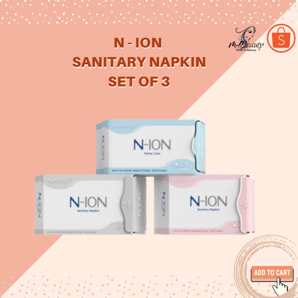 3 packs N-Ion sanitary napkin &Pantyliner SET w/ Negative Ion, Far ...
