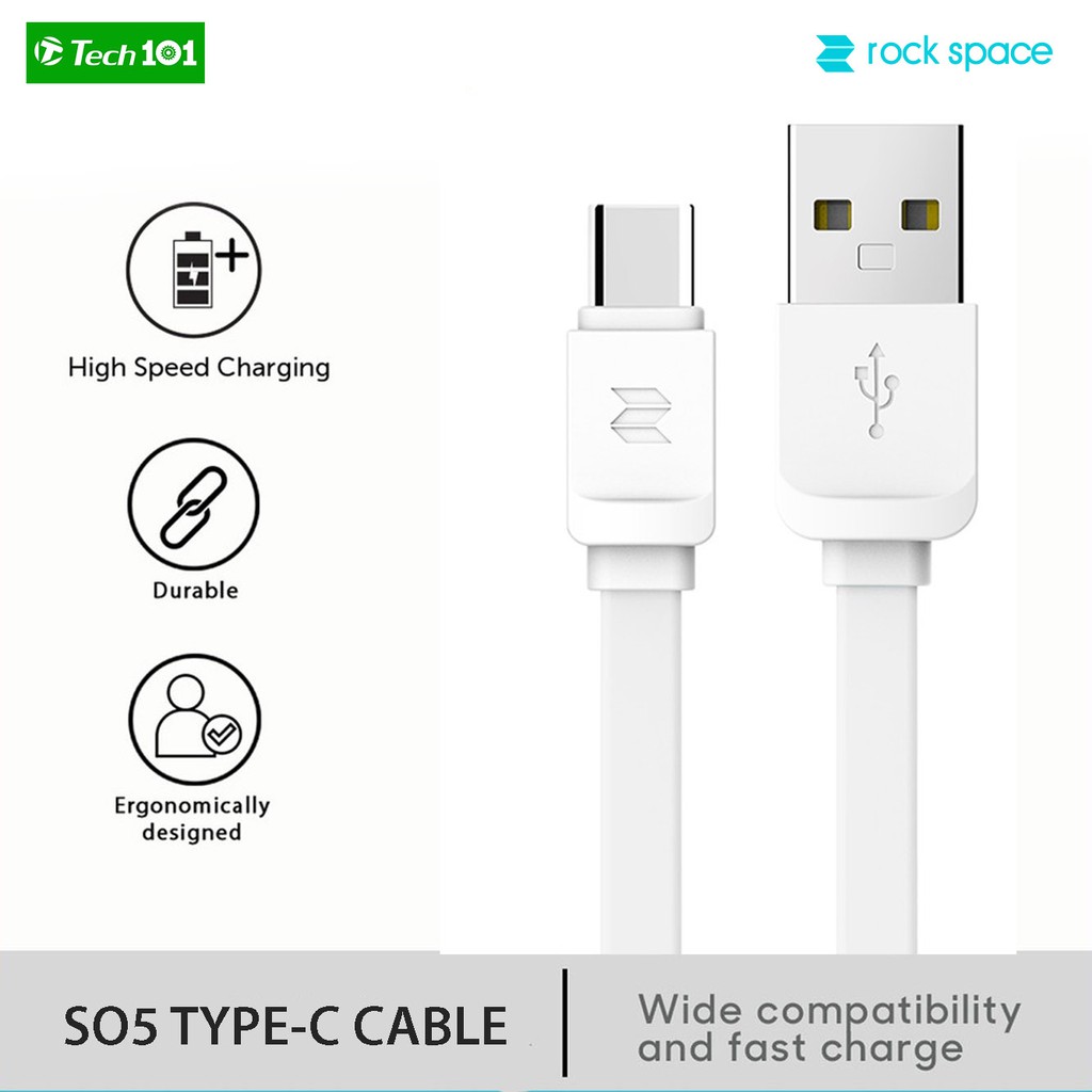 S1 Rock Space S05 Type-C USB Flat Charging Cable | Shopee Philippines