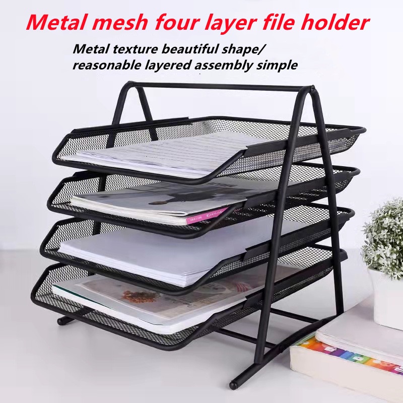 Wire mesh file tray frame with multiple file holders Four YYFT | Shopee ...