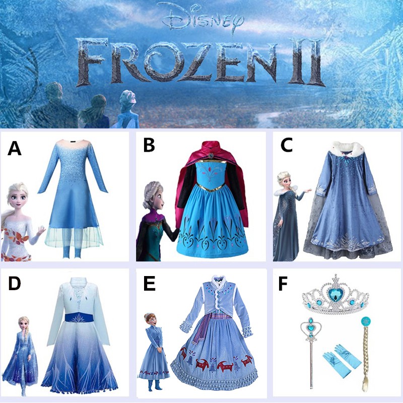 Frozen 2 Girl Dress Christmas Anna Elsa 2 Cosplay Party Clothing ...