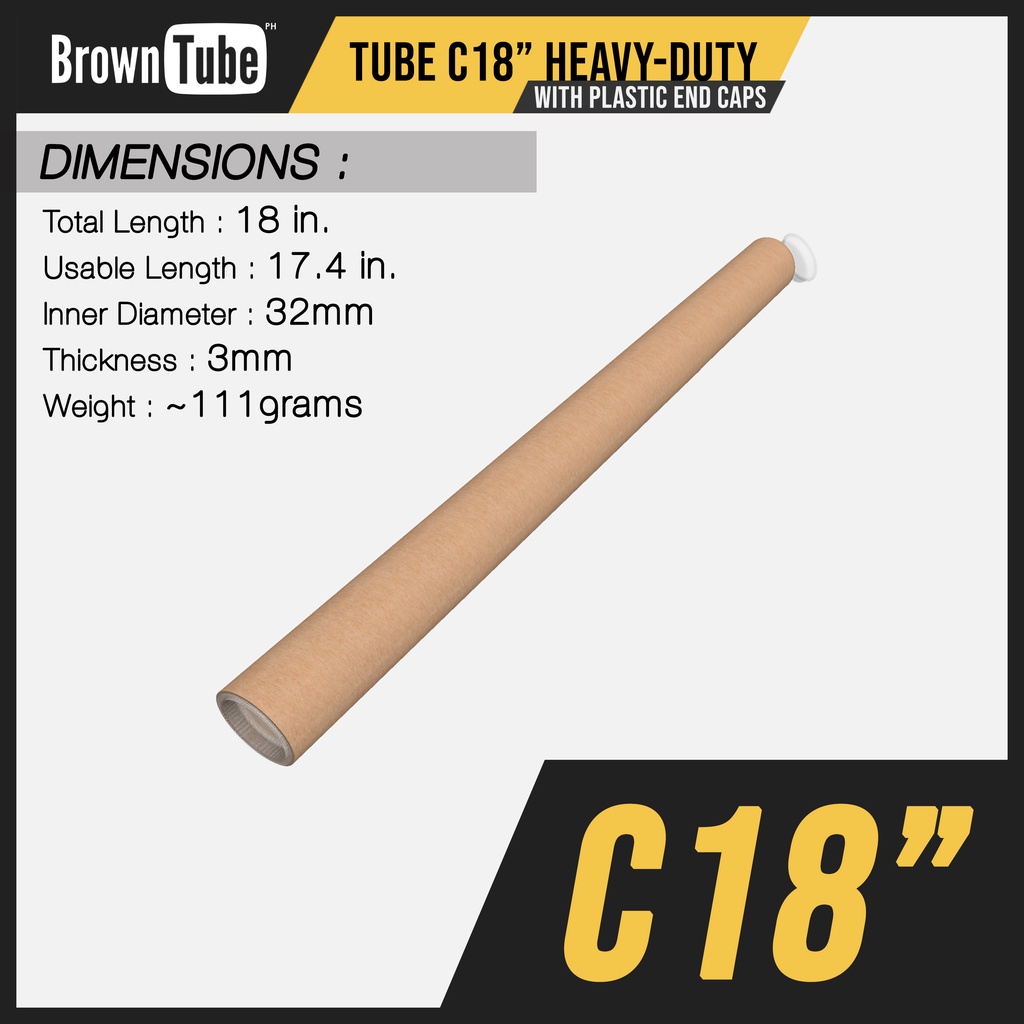 C18 Browntube - 18 inches Poster Tube w/ Lid Mailing Paper (For Enhypen ...